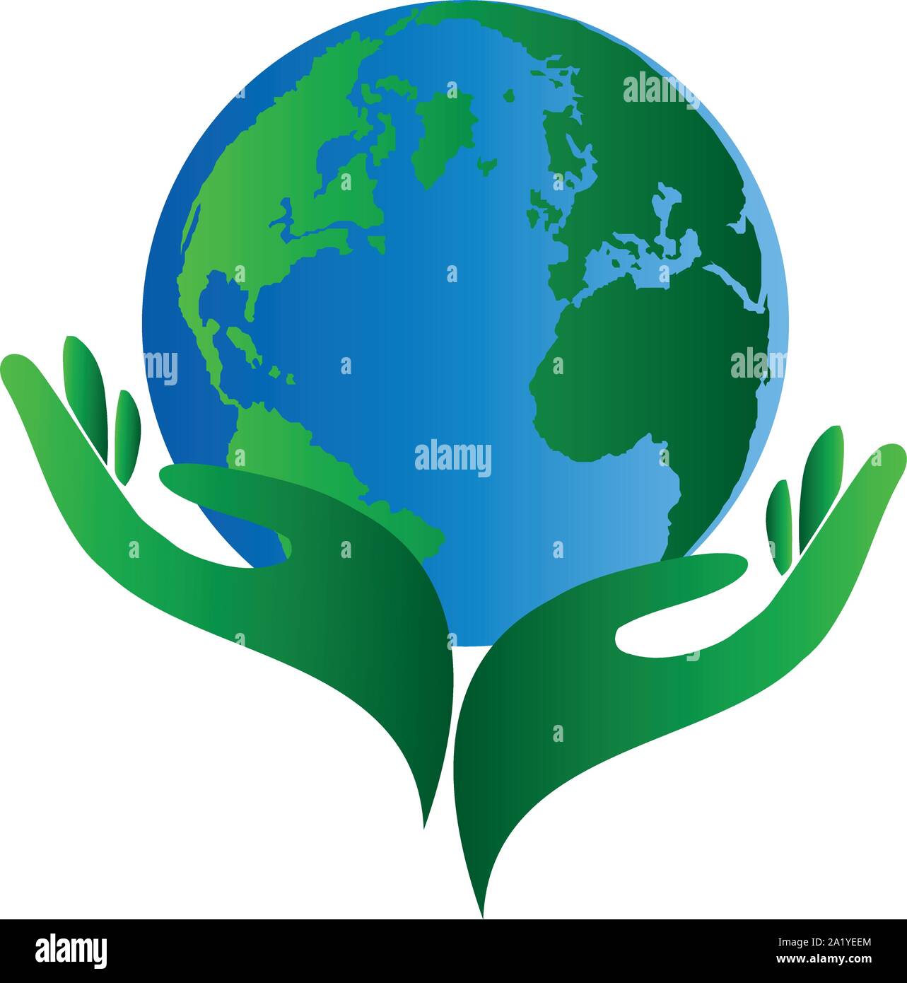 Deux mains et de la terre, de la terre, globe Globe de la terre, logo ...