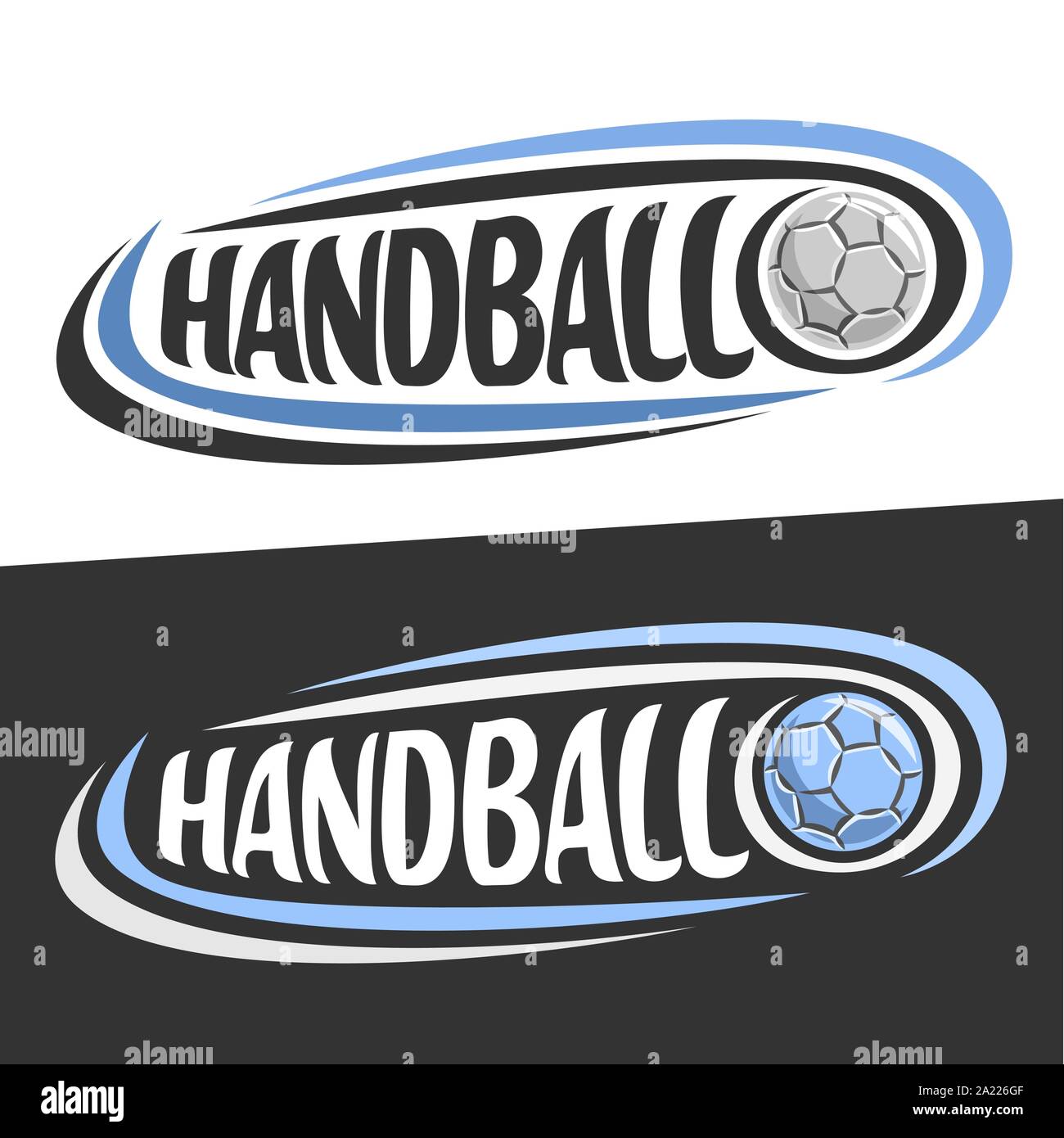 Vector Logos pour le sport de Handball, flying ball et handball - mot ...