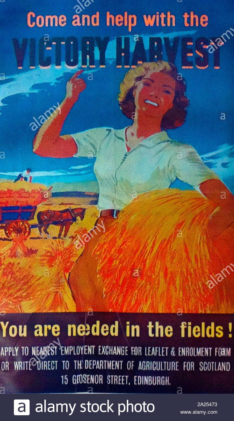 Venir aider avec la victoire Harvest' affiche de propagande britannique, d'influencer la ...