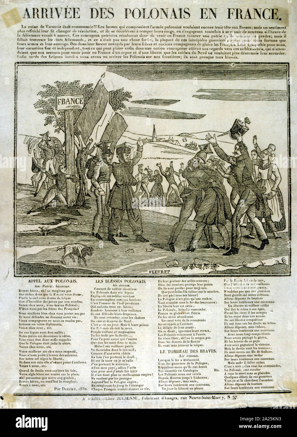 L'illustration montrant une grande vague d'immigrants de Pologne, qui est arrivé, après l'échec ...