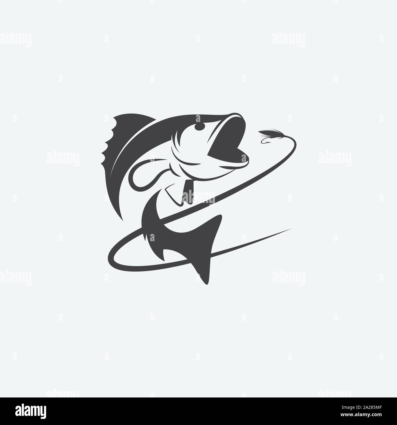 Logo de pêche unique, modèle de pêche mémorable icône logo vector ...