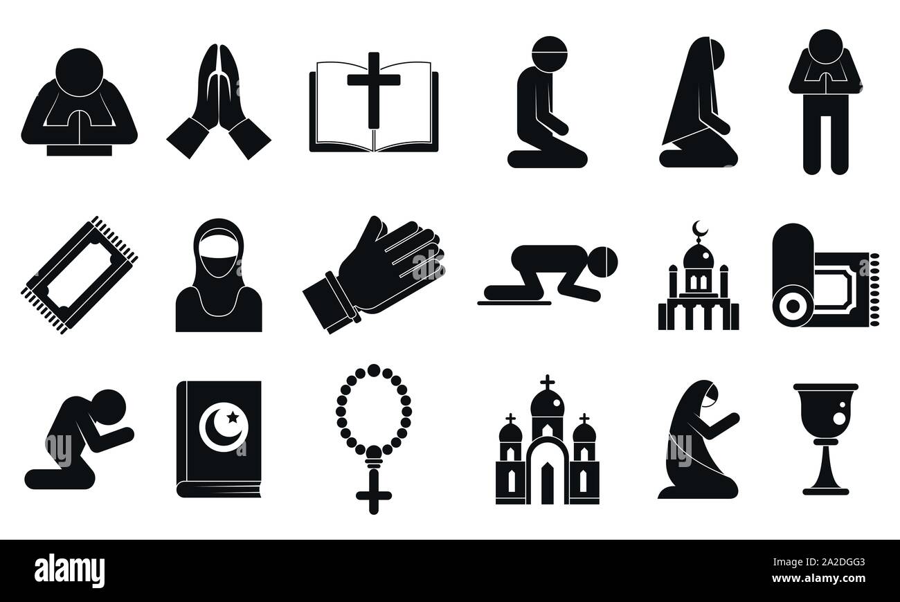 La prière icons set. Simple jeu d'icônes vectorielles prière pour la ...