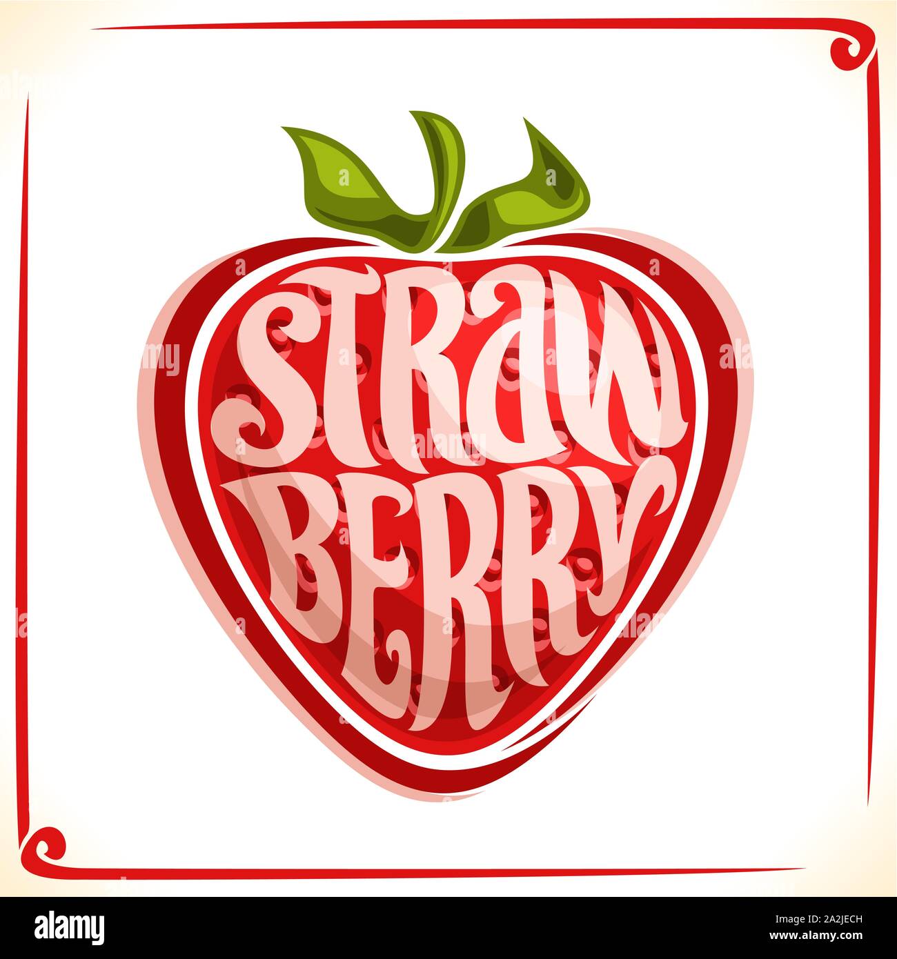 Logo Vector pour fraise, étiquette avec tout un paquet de petits fruits ...