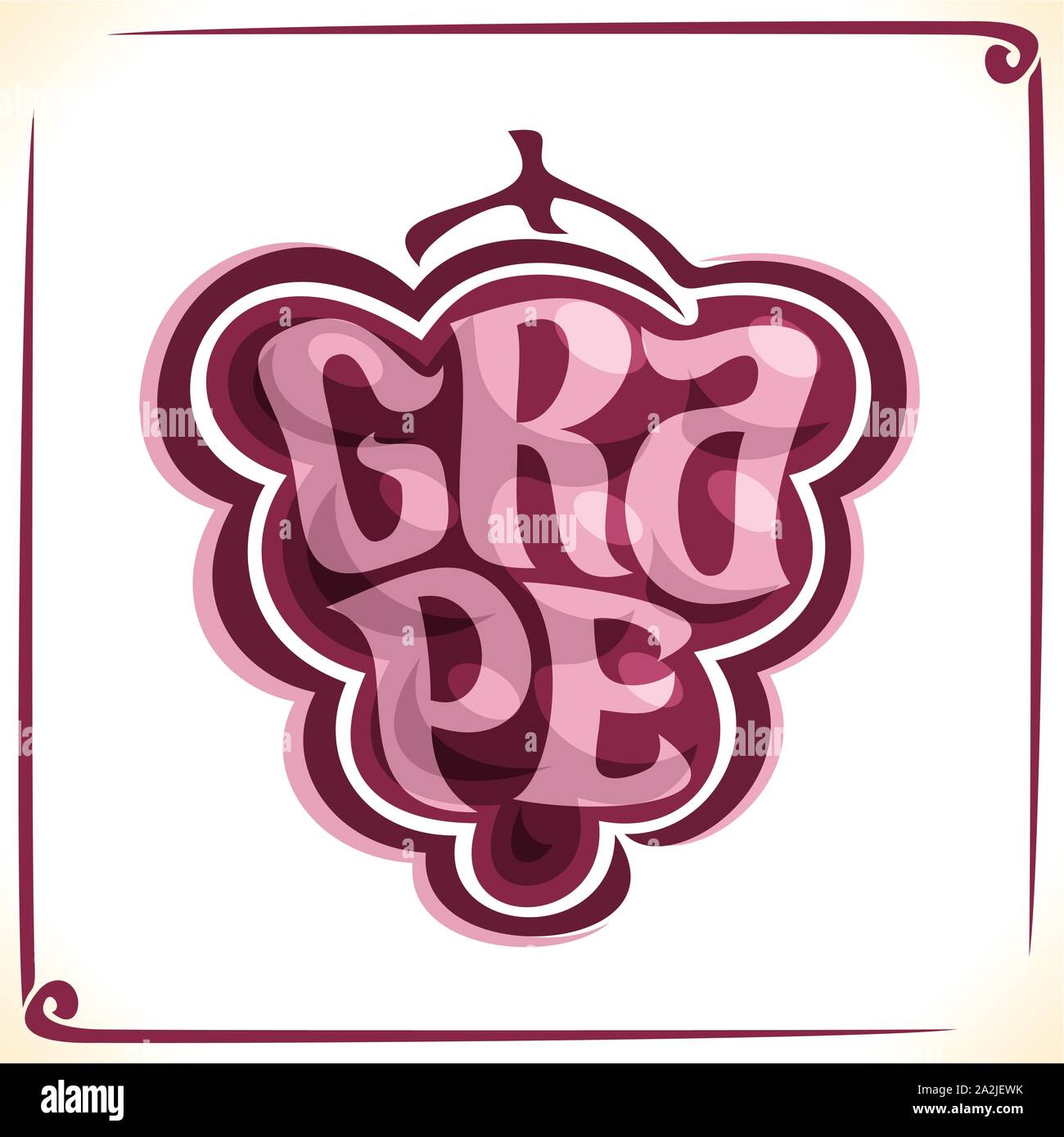 Logo Vector pour les cépages rouges, avec étiquette appelée grapevine ...