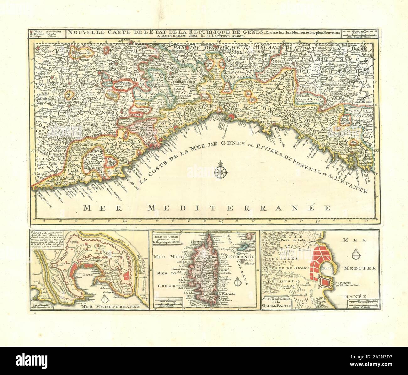 La carte, Nouvelle carte de l'etat de la Republica de gènes, impression ...