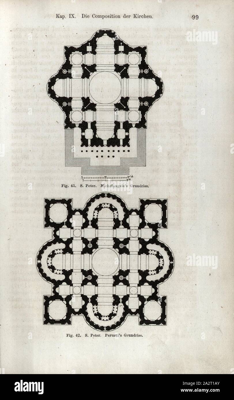 S. Pierre. Michelangelo's et Peruzzi's floor, des plans de la Basilique ...