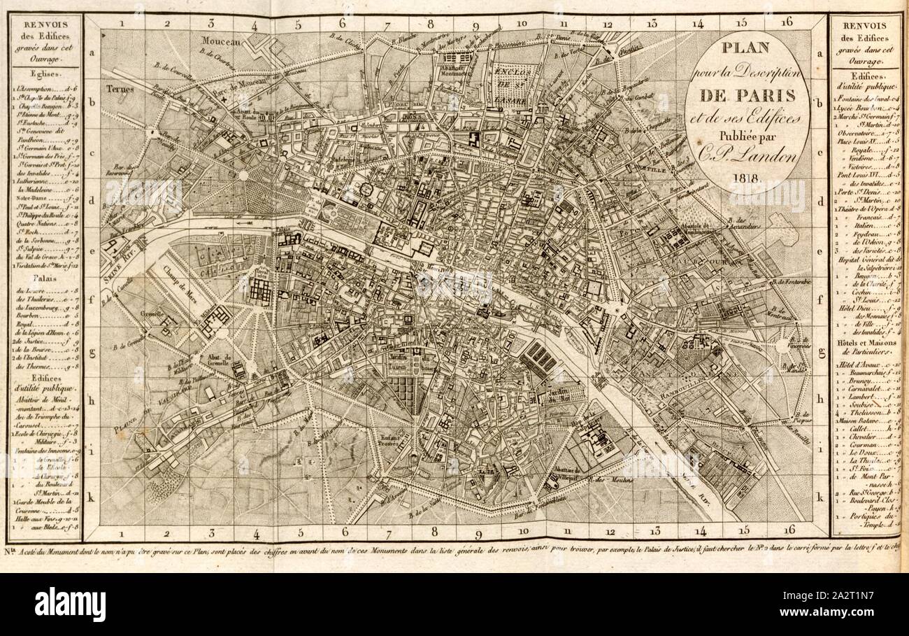 Plan pour la description de Paris et de ses édifices, le plan de Paris ...