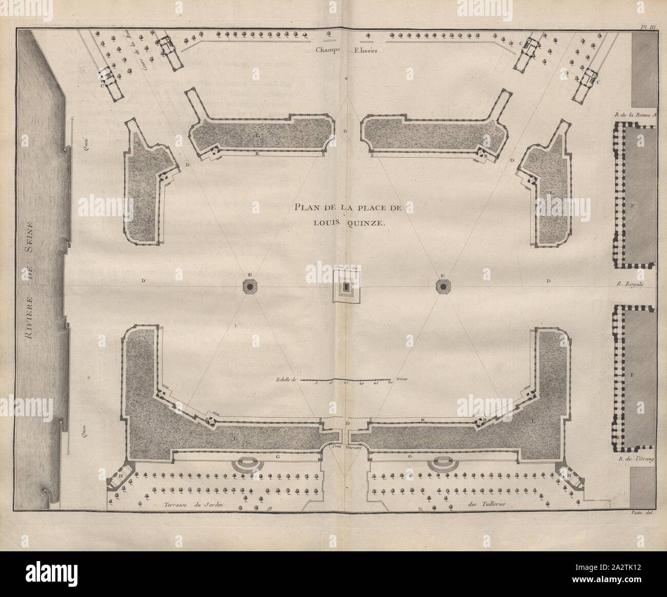 Plan de la place Louis Quinze, illustration du plan de la place de ...