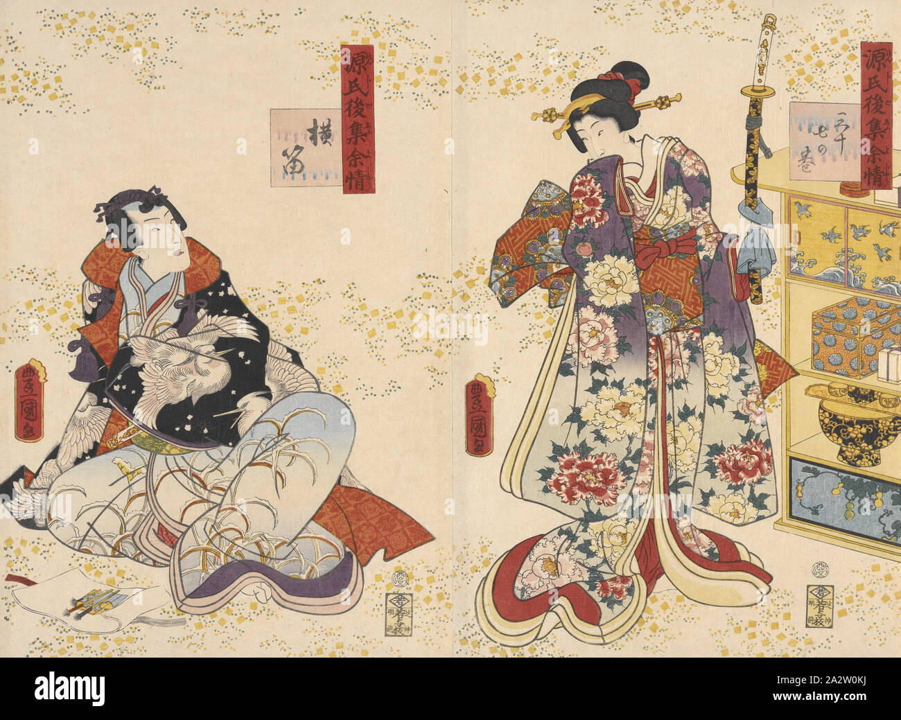Chapitre 37, la Flûte (Yokobue) 歌川国貞, Utagawa Kunisada (1786-1864 ...