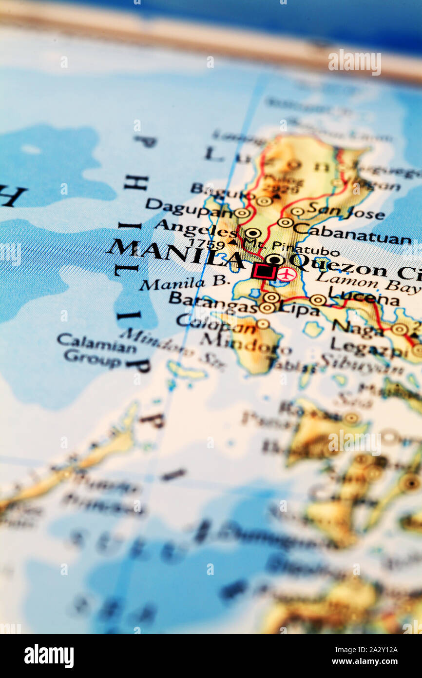 Plan de la ville de Manille aux Philippines, sur l'atlas world map ...