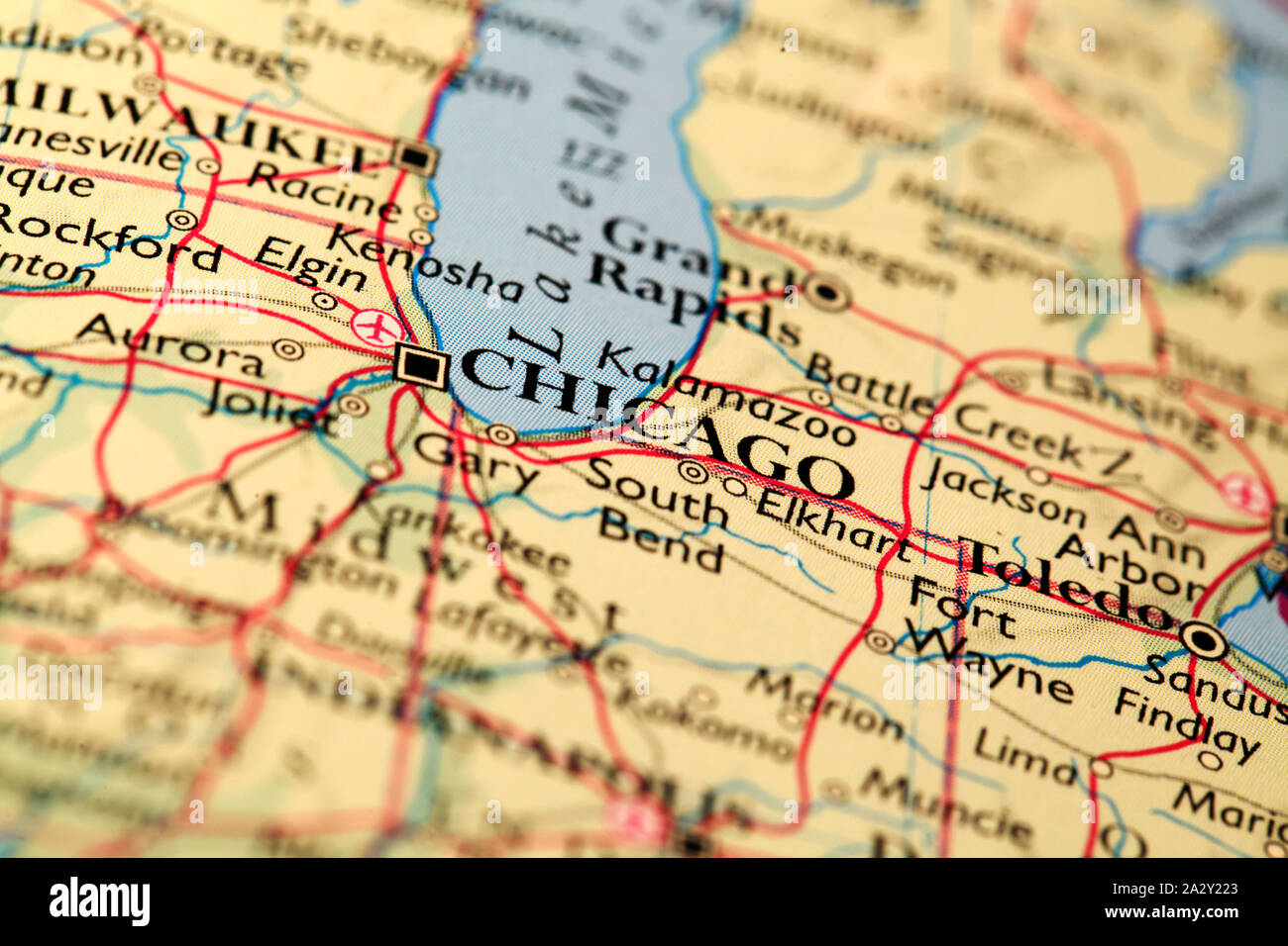 Plan de la ville de Chicago sur atlas world map Photo Stock - Alamy