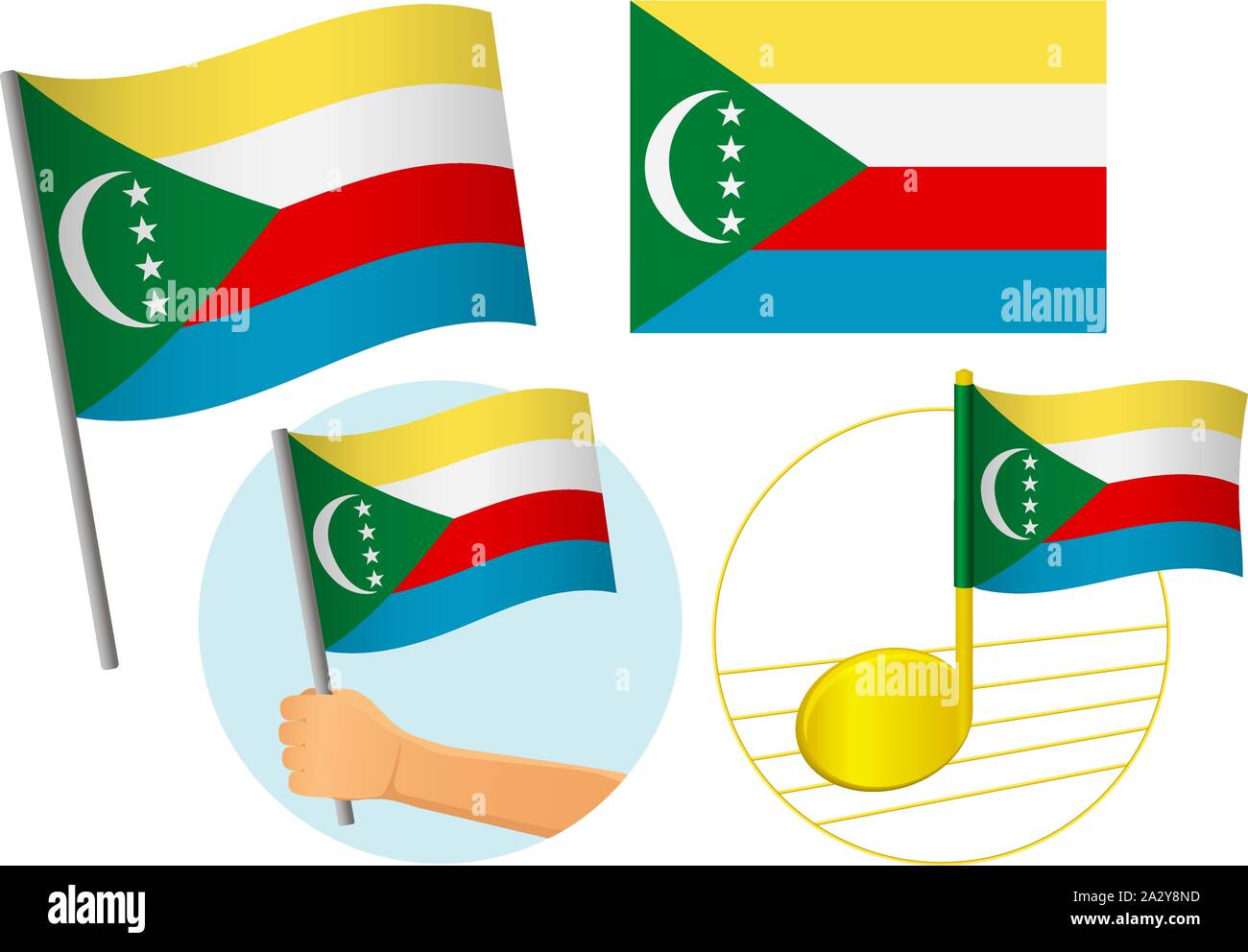 Drapeau Comores icon set. Drapeau national des Comores vector ...
