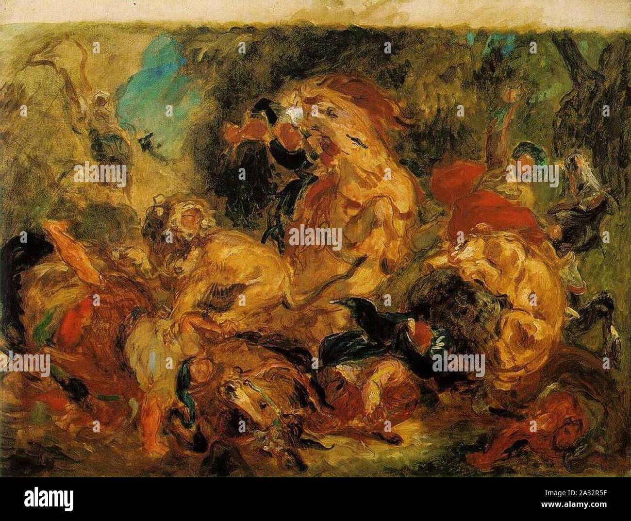 Lion hunt eugène delacroix Banque de photographies et d’images à haute ...