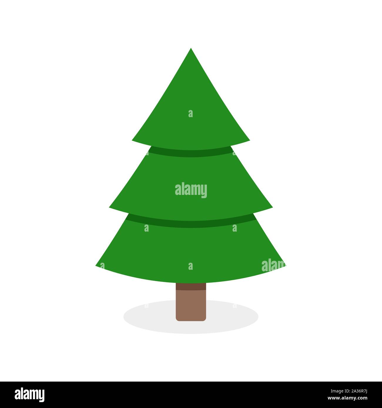 Arbre De Noël Plat Isolé Sur Blanc Symbole De Lhiver Maison De Noël Et La Nouvelle Année St