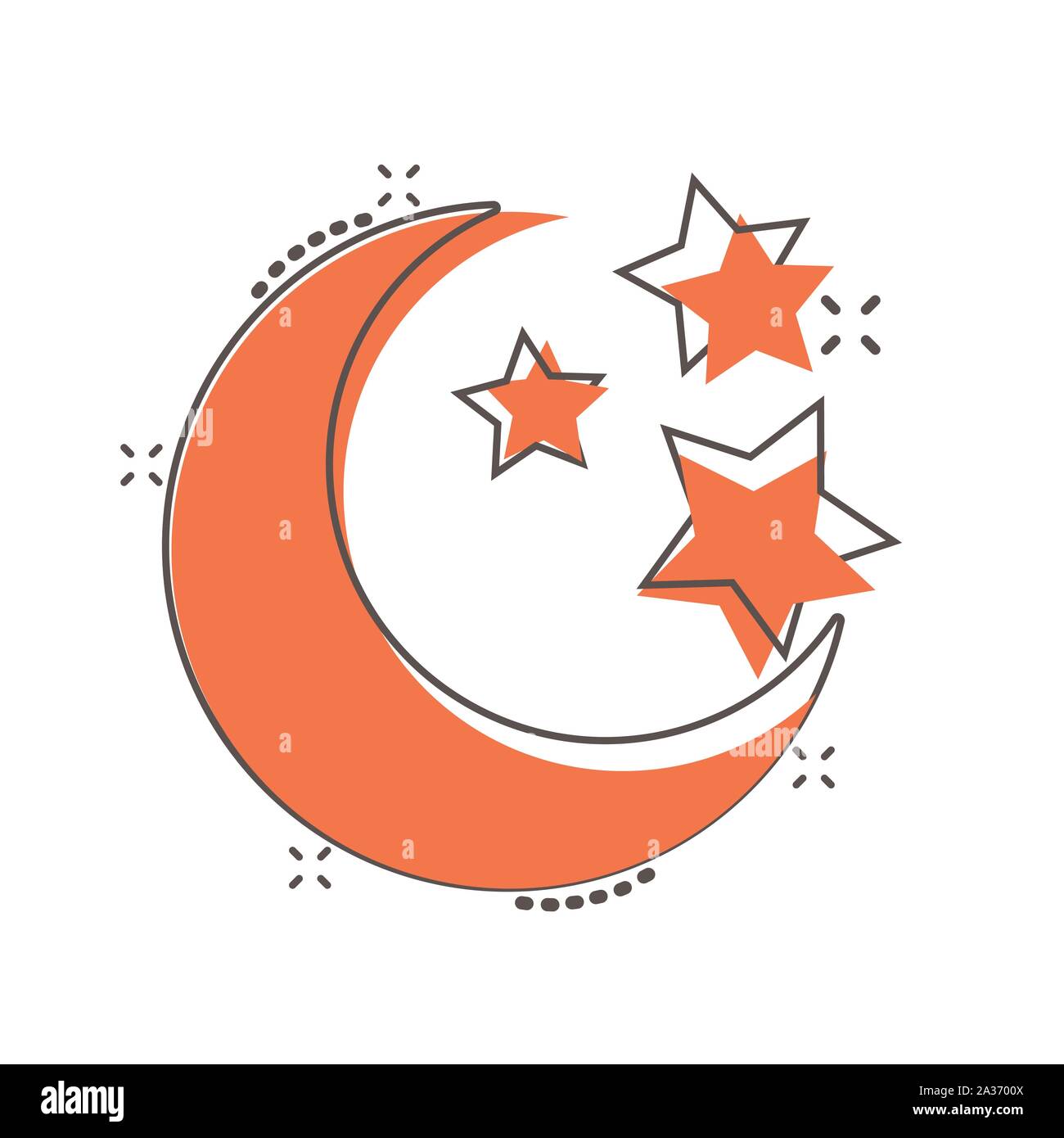 Cartoon Vector icône de nuit la lune et les étoiles dans le style ...