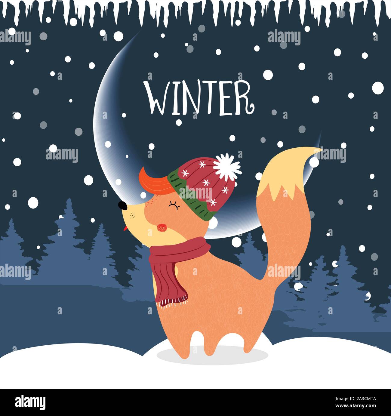 Renard En Hiver Banque d'images vectorielles - Alamy