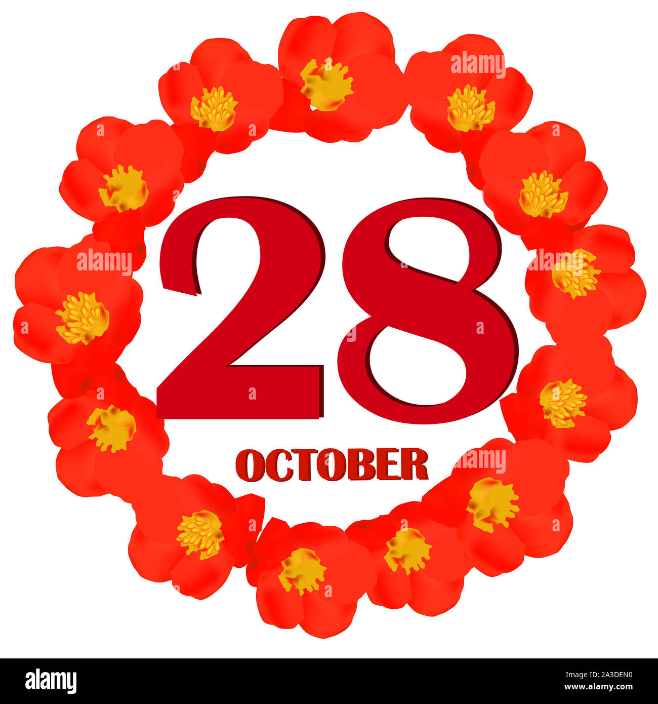 L'icône le 28 octobre. Pour la planification jour important. Bannière ...