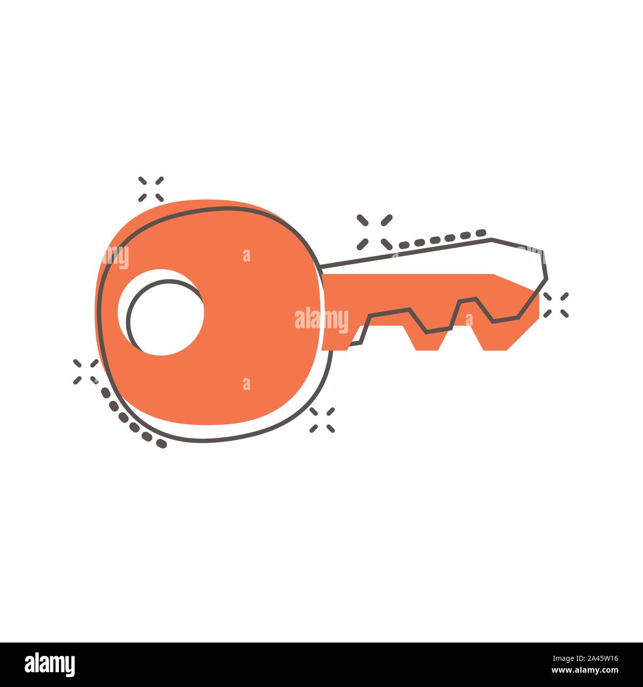 L'icône de clé dans le style comique. Vector cartoon illustration login ...