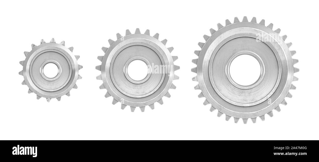 Le rendu 3d de trois pignons droites de différentes tailles en vue ...
