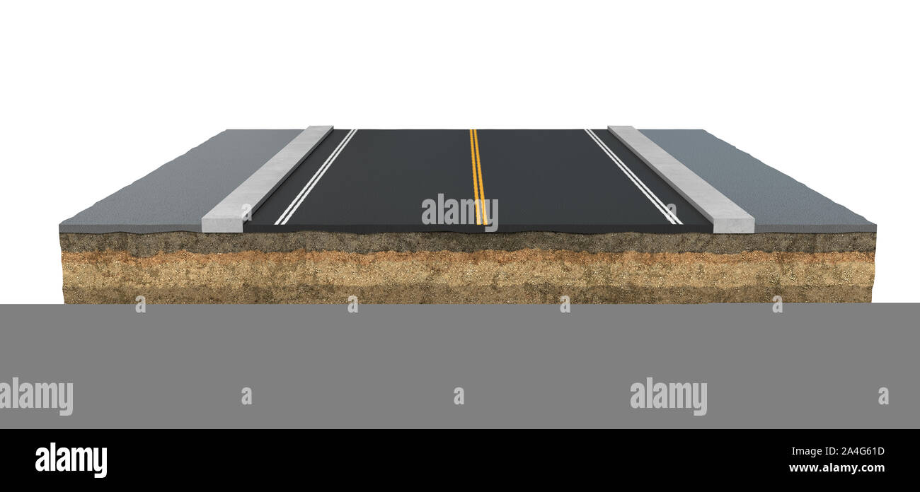 Le rendu 3D de carré de route asphaltée isolé sur le fond blanc ...