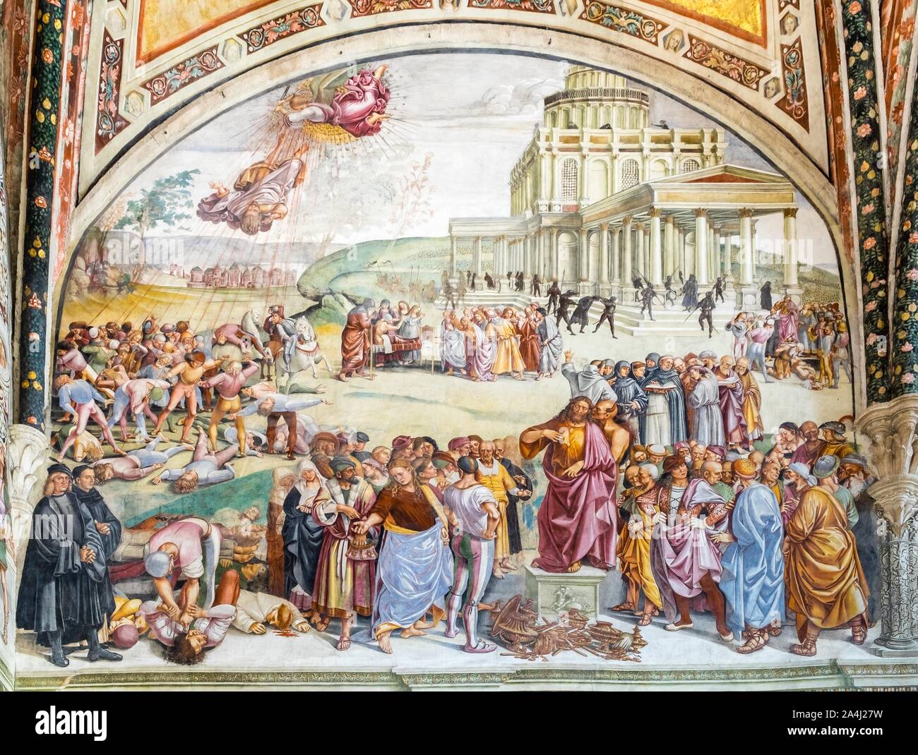 Sermon de l'antéchrist, cycle de fresques de Luca Signorelli, 1499-1502 ...