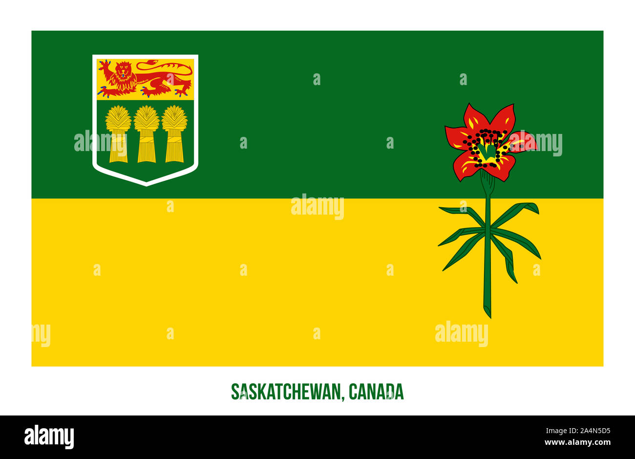 Le drapeau de la Saskatchewan Vector Illustration sur fond blanc ...