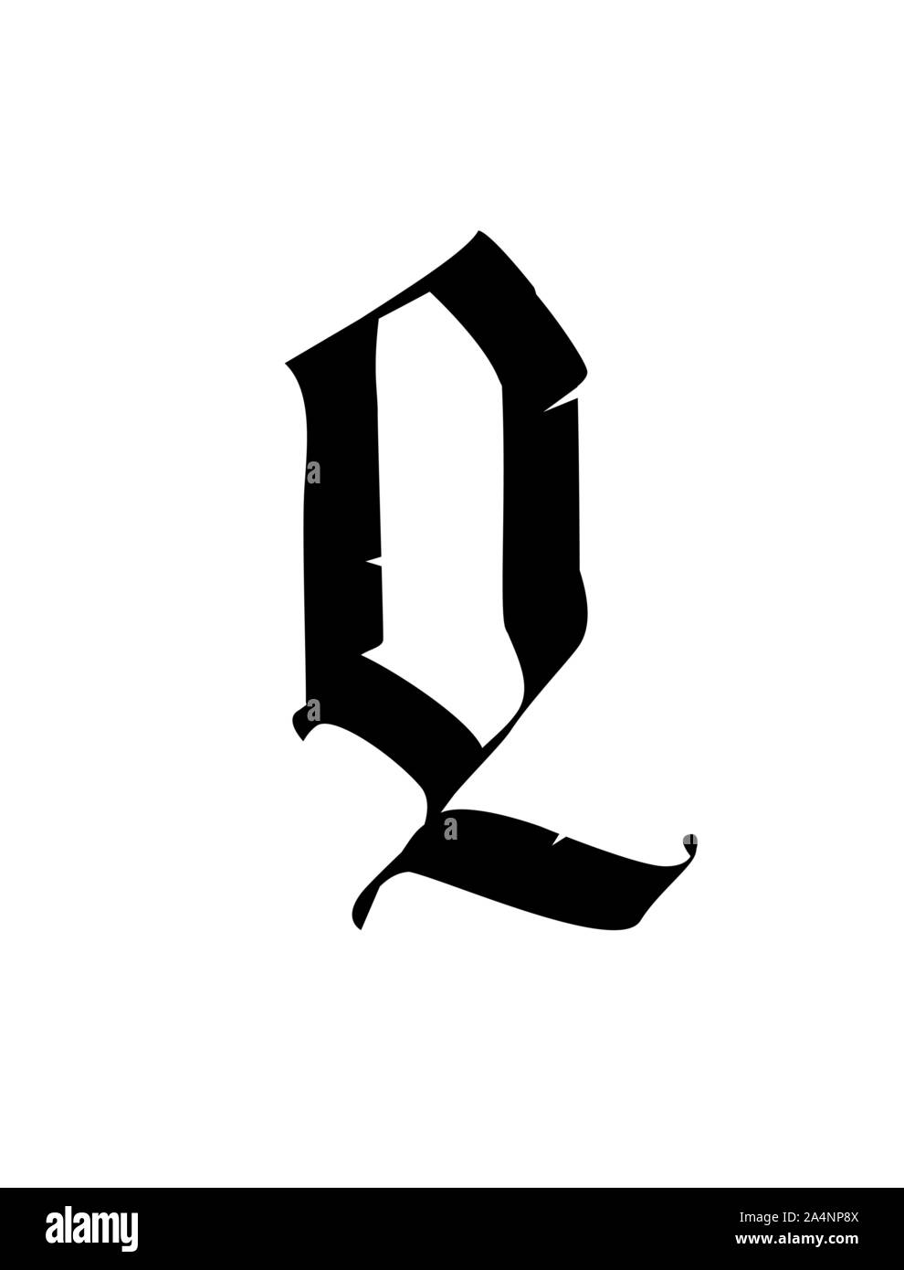 Lettre Q, dans le style gothique. Vecteur. L'alphabet. Le symbole est ...