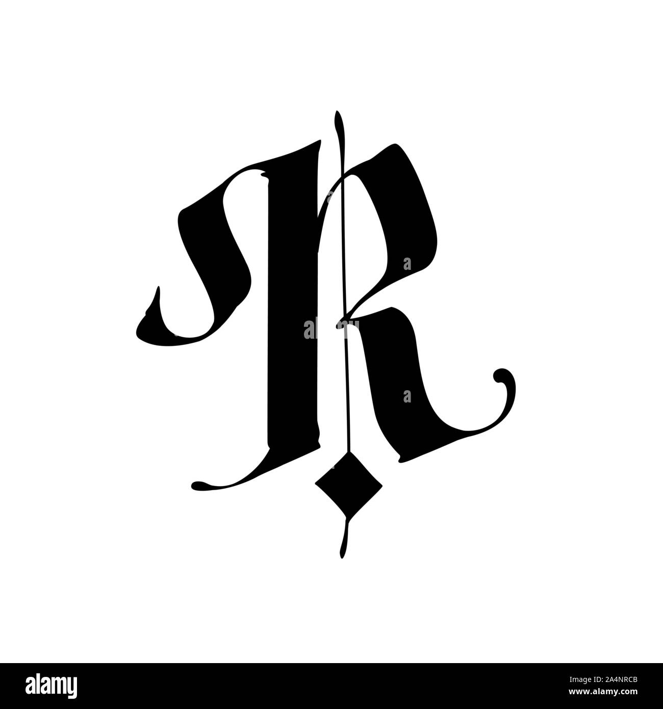 Lettre R, dans le style gothique. Vecteur. L'alphabet. Le symbole est ...
