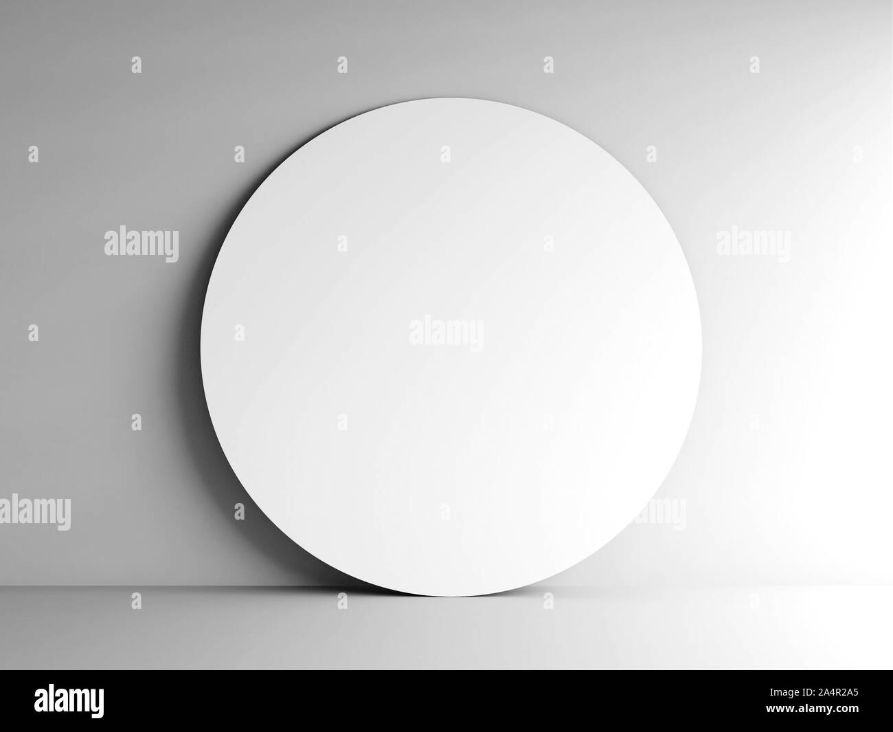 Carte papier rond blanc sur fond gris, le rendu en trois dimensions, 3D ...