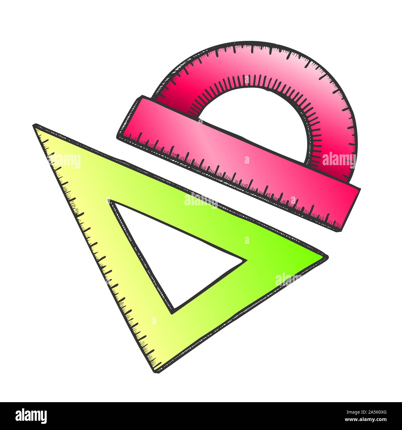 Rapporteur d'Angle règle et des outils scolaires vecteur de couleur ...