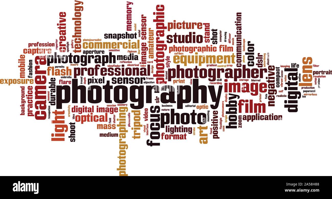 Mot photographie concept cloud. Collage de mots à propos de la ...