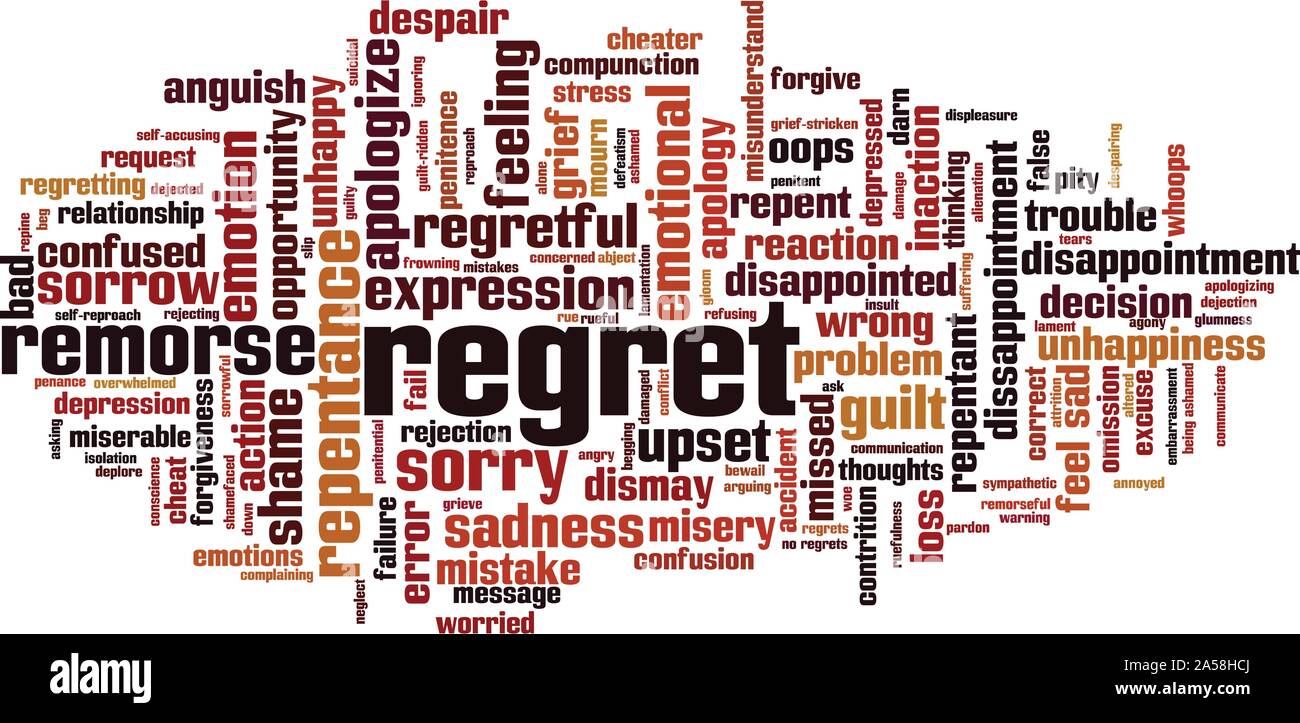 Regret mot concept cloud. Collage de mots au sujet de regret. Vector ...