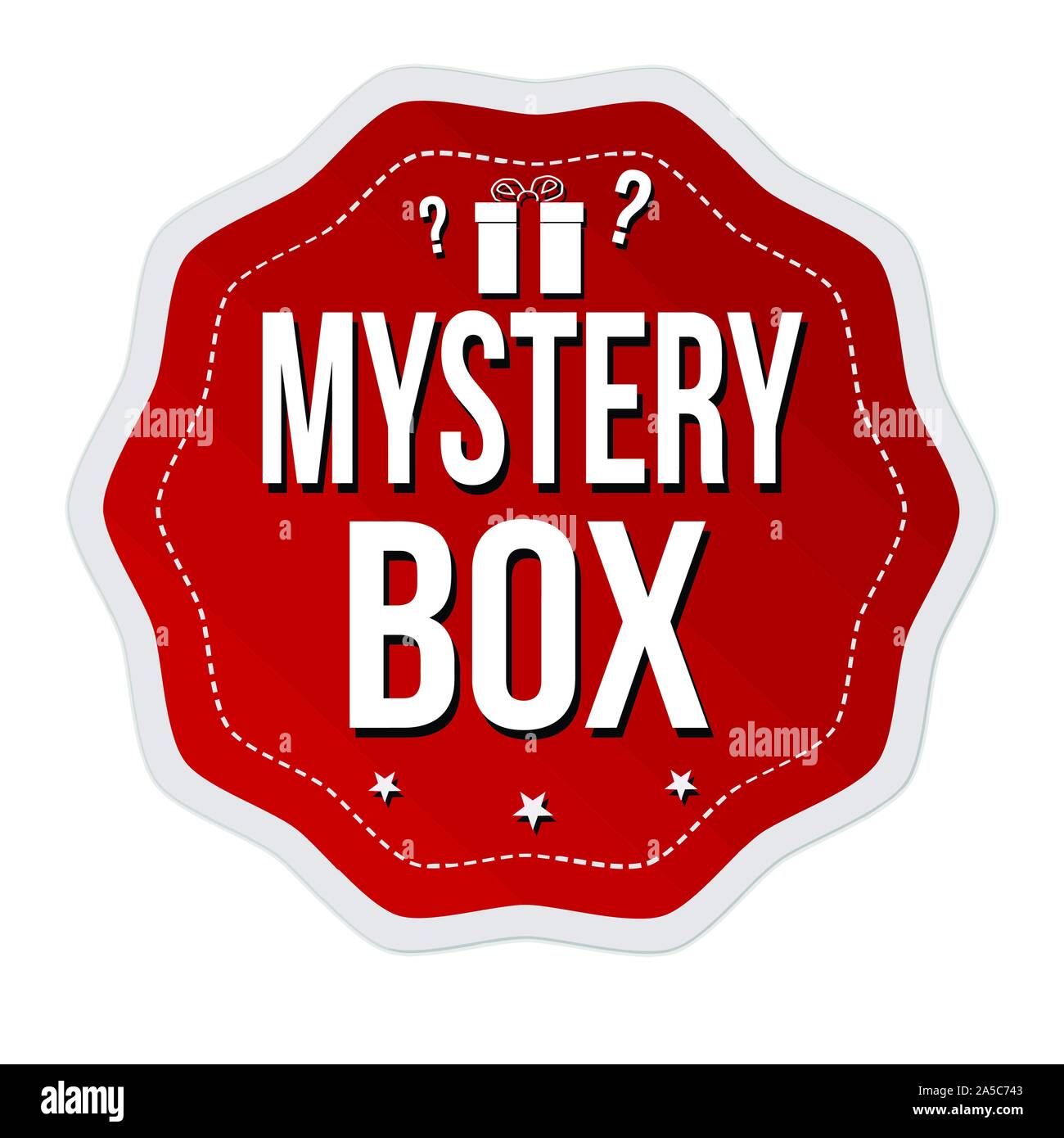 Boîte mystère étiquette ou autocollant sur fond blanc, vector ...