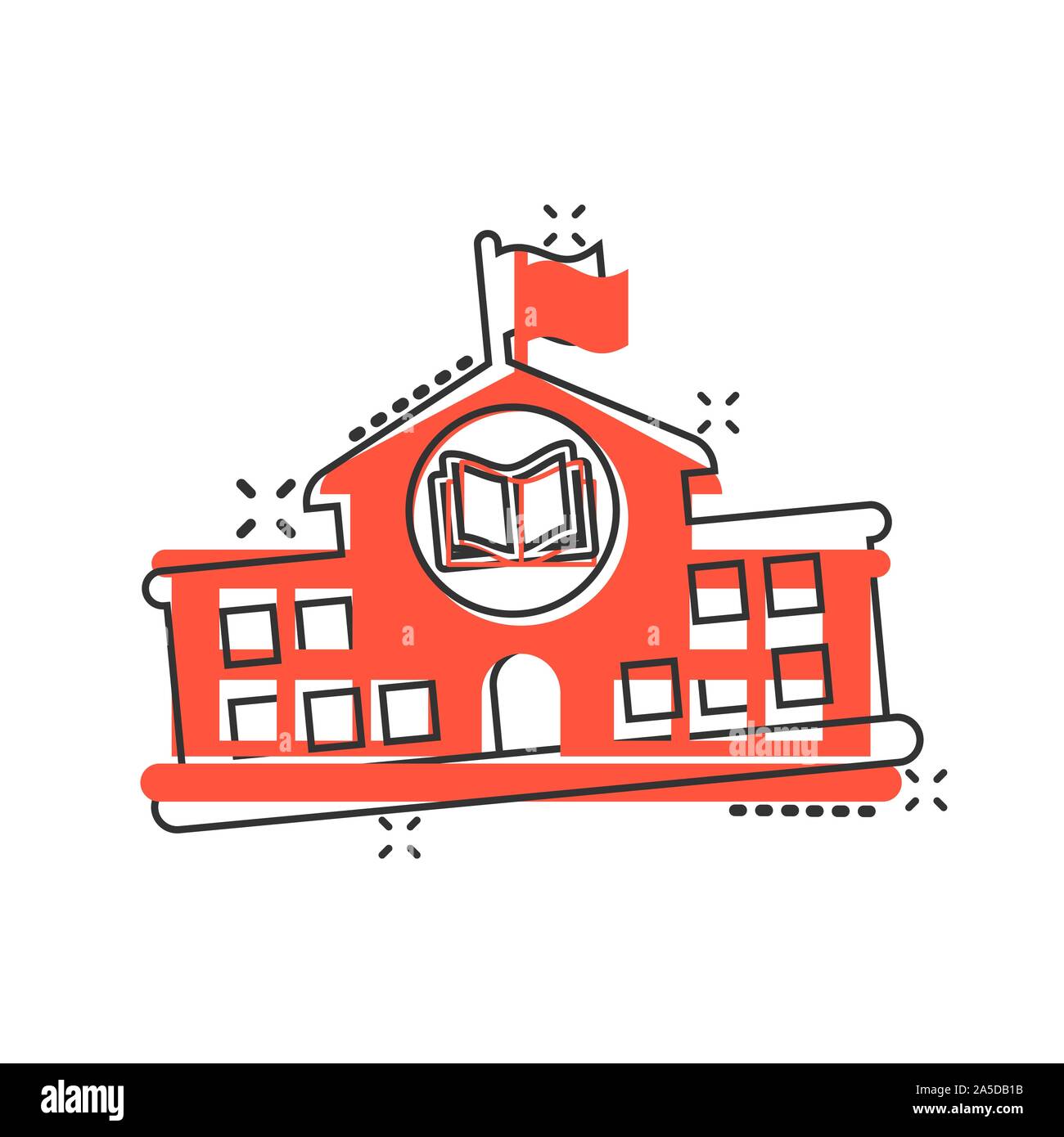 Icône de l'école dans le style comique. L'enseignement collégial vector ...