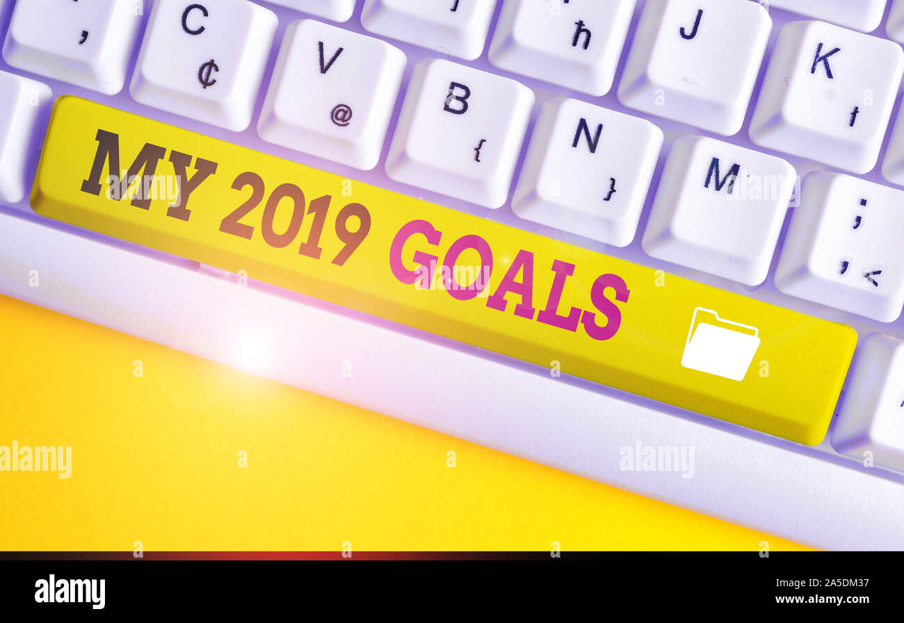 Signe texte montrant mes objectifs 2019. Photo d'entreprise mise en ...