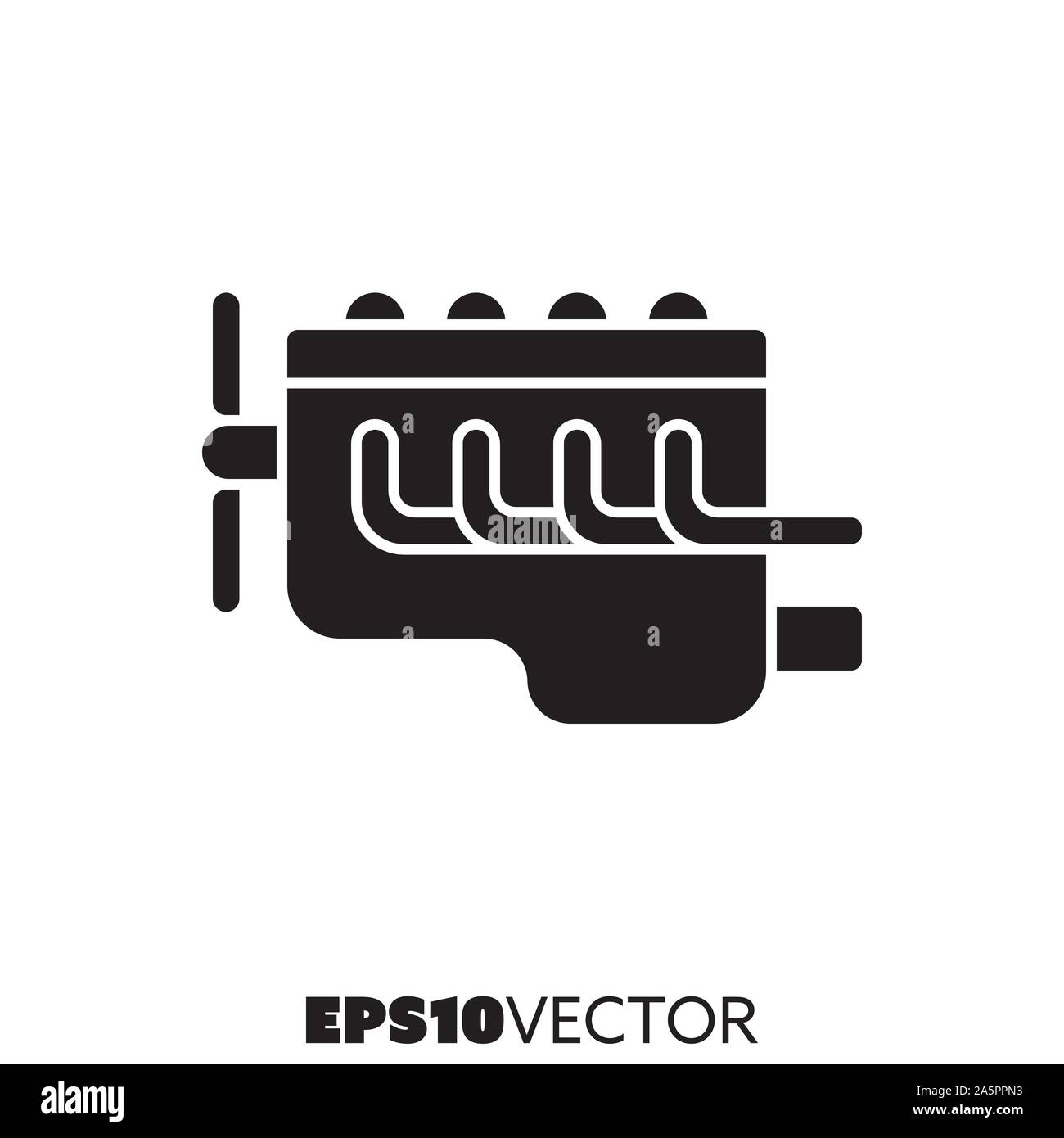 Moteur à combustion icône noire solide. Moteur voiture symbole de ...