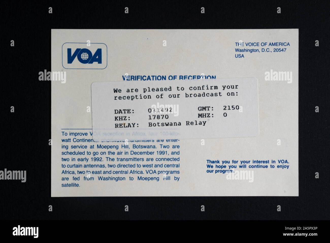 Carte qsl Banque de photographies et d’images à haute résolution - Alamy