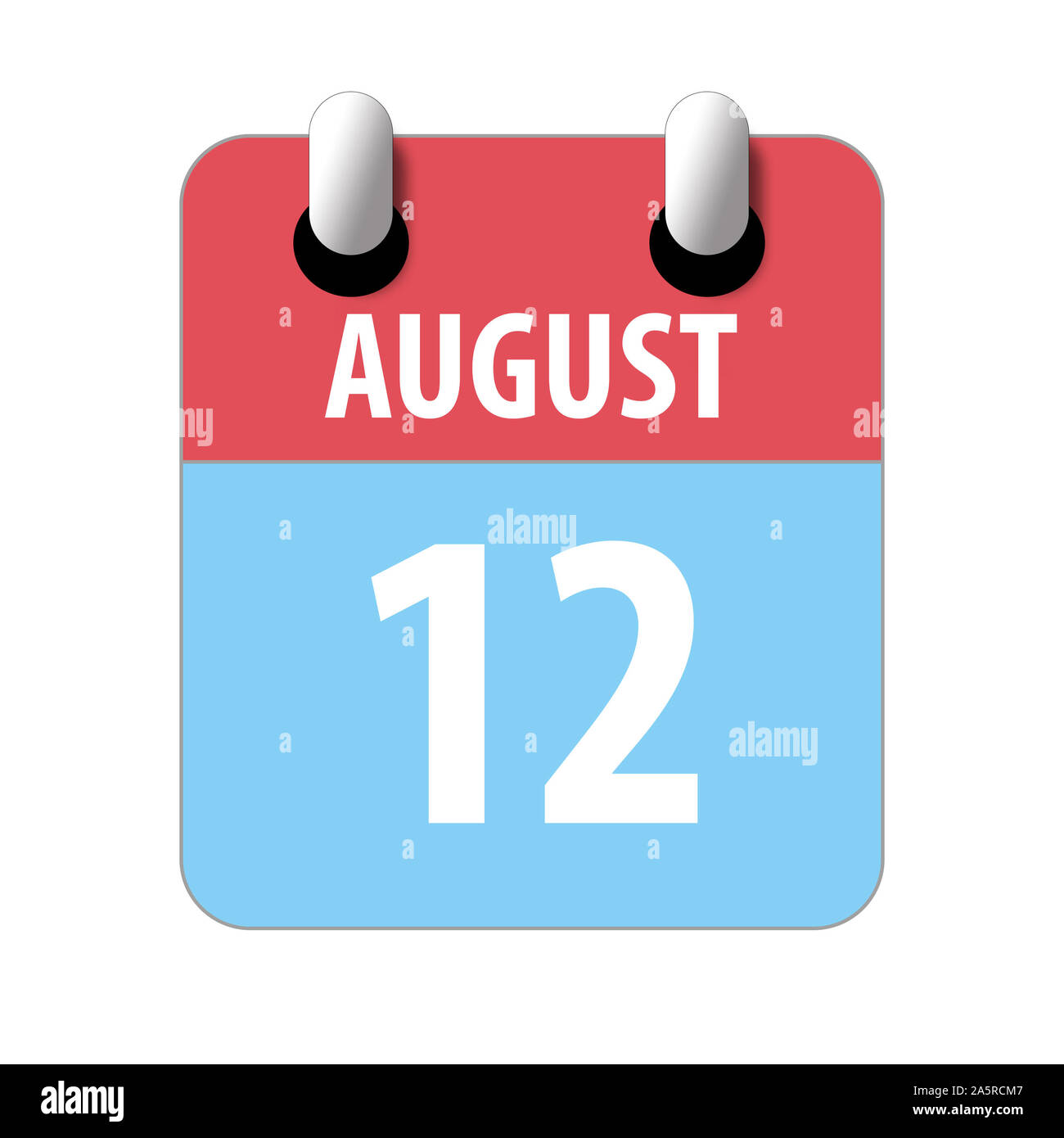 12 août. Jour 12 du mois, l'icône de calendrier simple sur fond blanc ...