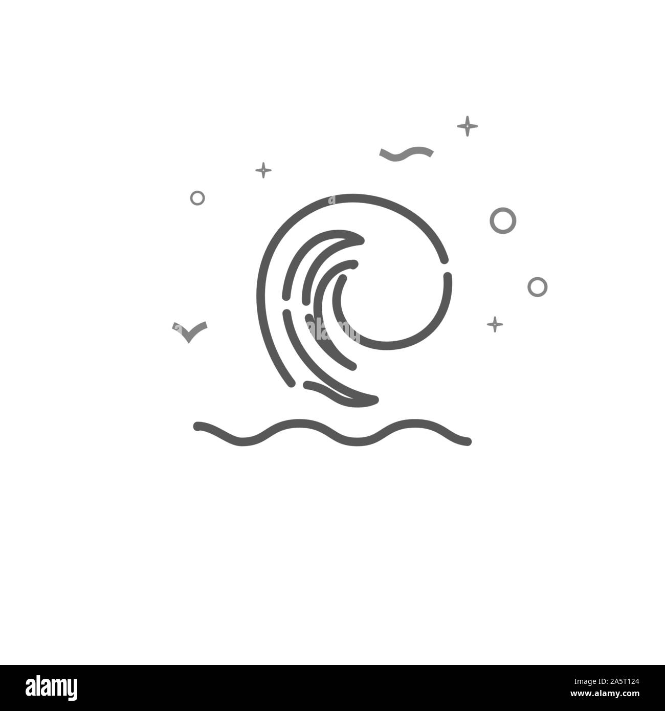 Grand mer vague ligne vectorielle simple icône. Vague scélérate symbole ...