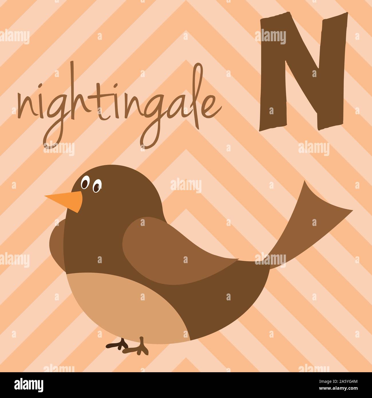 Cute cartoon alphabet illustré zoo avec animaux drôles : N pour ...