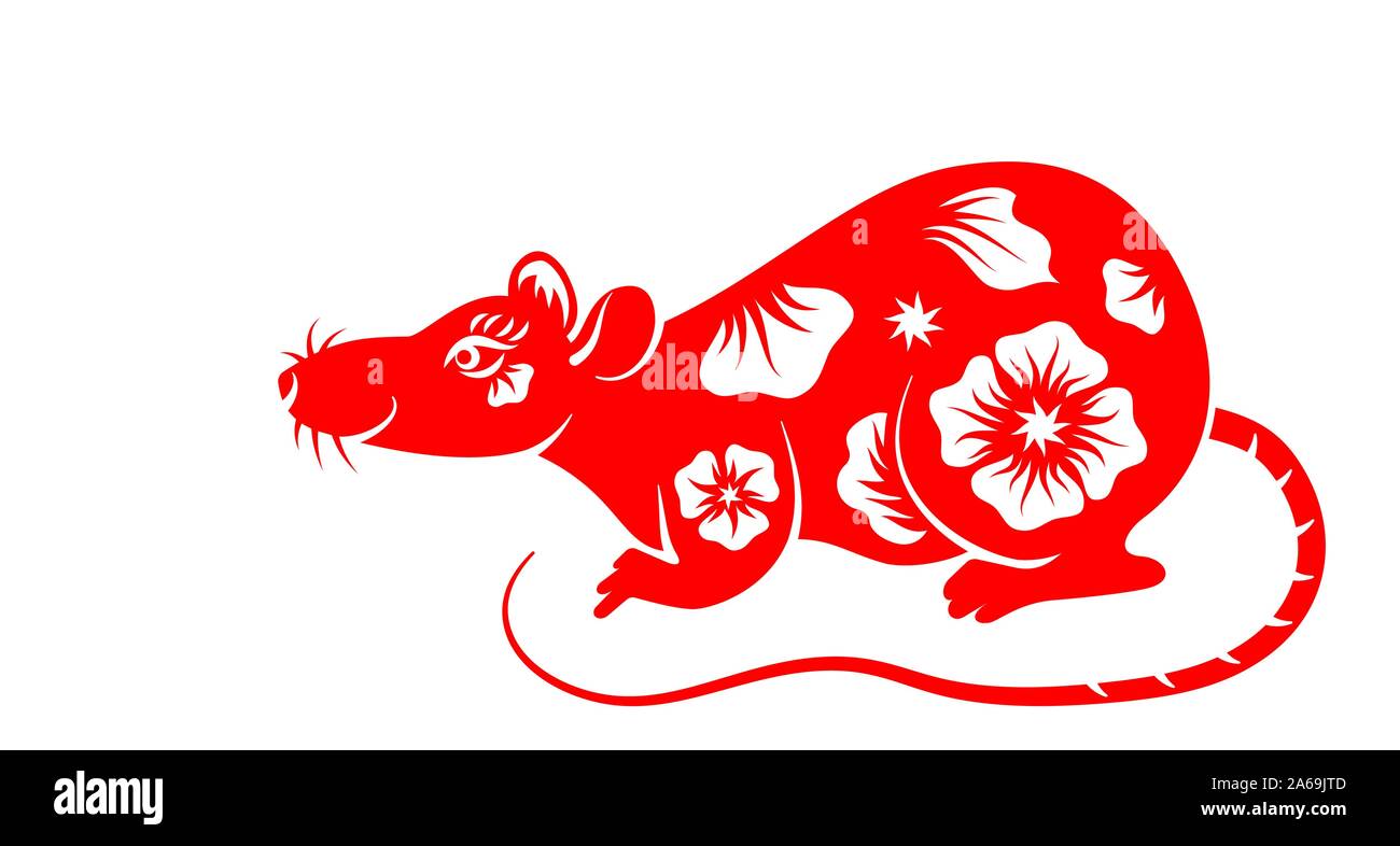 Astrologie chinoise symbole du rat Banque d'images vectorielles - Alamy