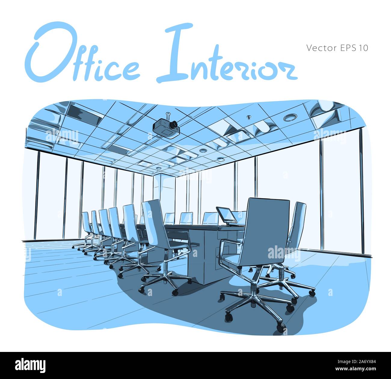 Salle de réunion part croquis vector illustration Image Vectorielle ...