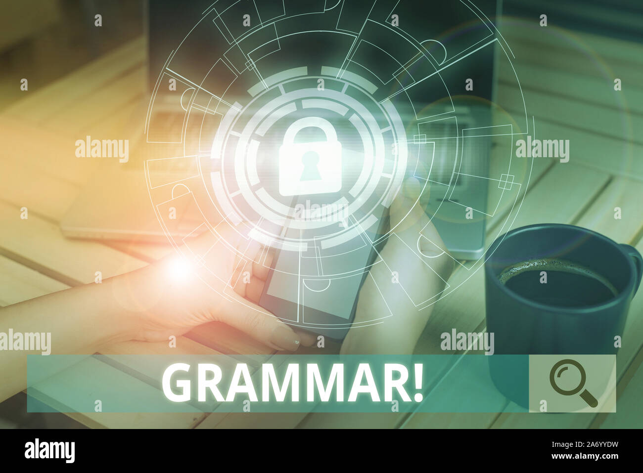 L'écriture de texte Word la grammaire. Photo d'ensemble du système ...