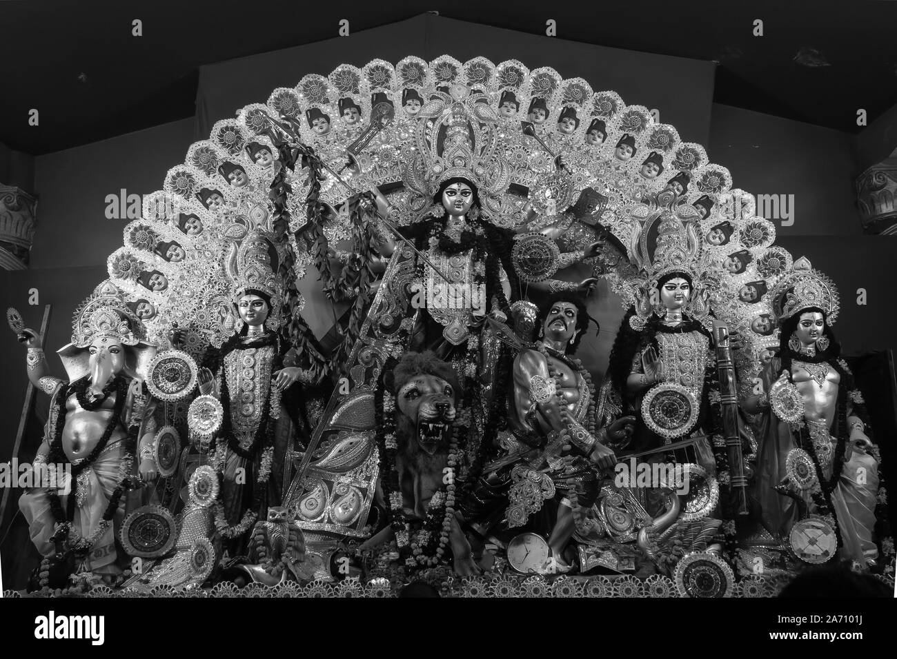Durga devi mandir Banque d'images noir et blanc - Alamy