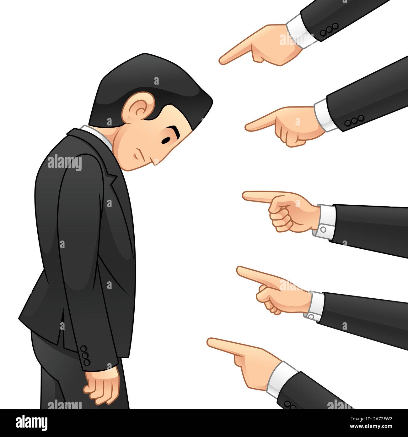 Businessman Accusé de culpabilité avec beaucoup de mains qui pointe, le ...