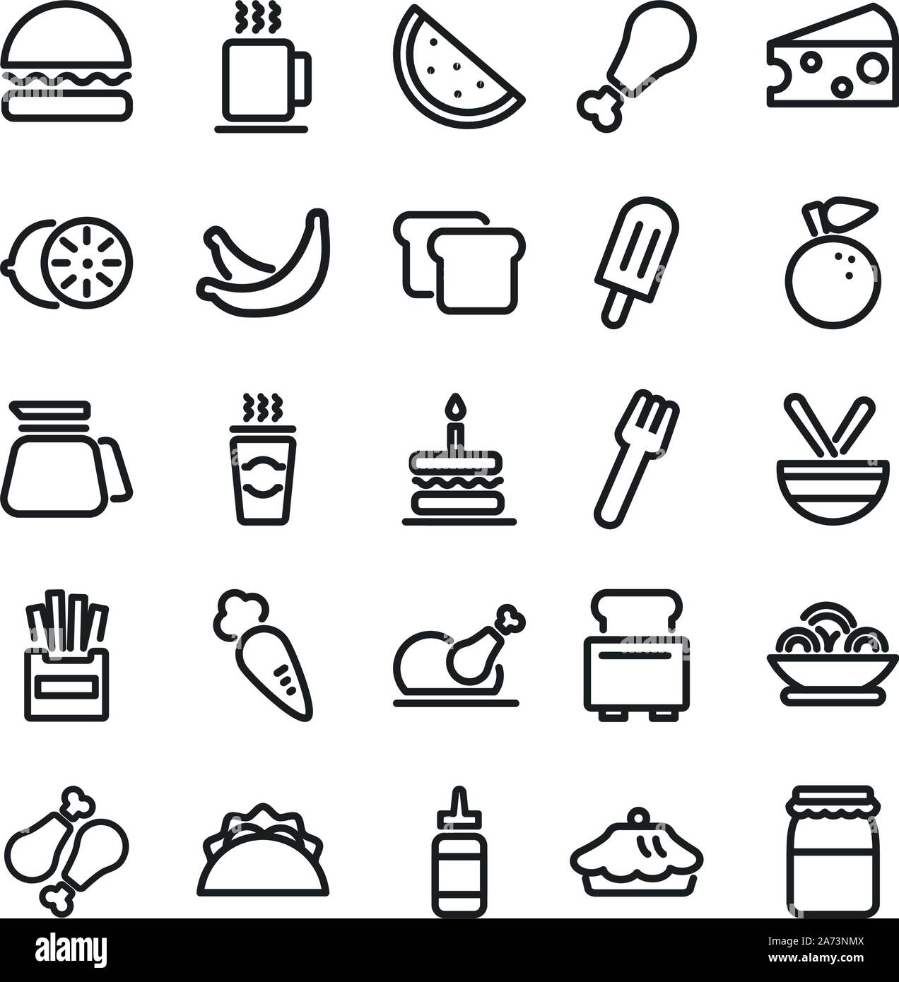 Icon Set pack design, alimentation boissons manger Restaurant menu ...