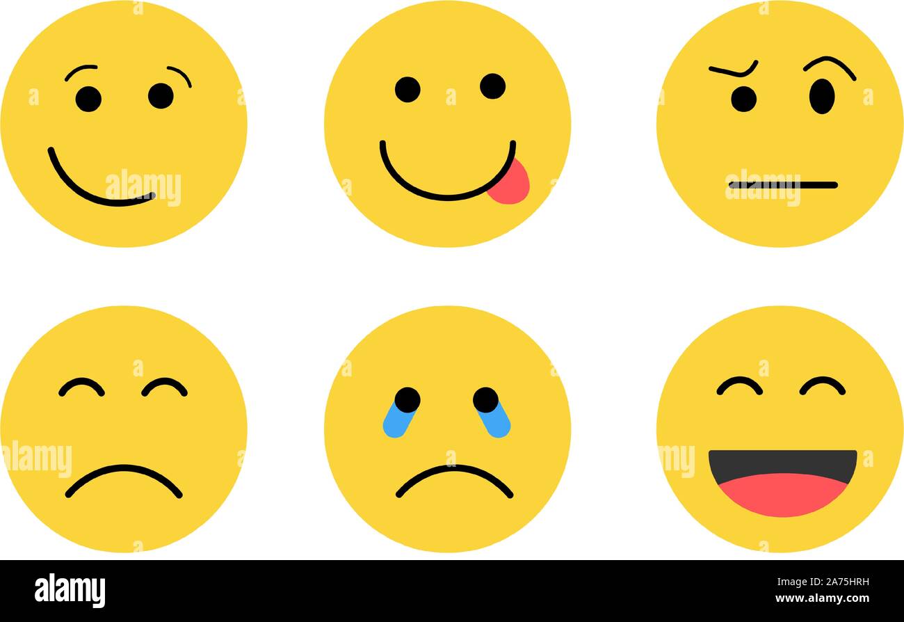 Sentiment Emoji Visages vecteur. Éléments de communication Chat cercle ...