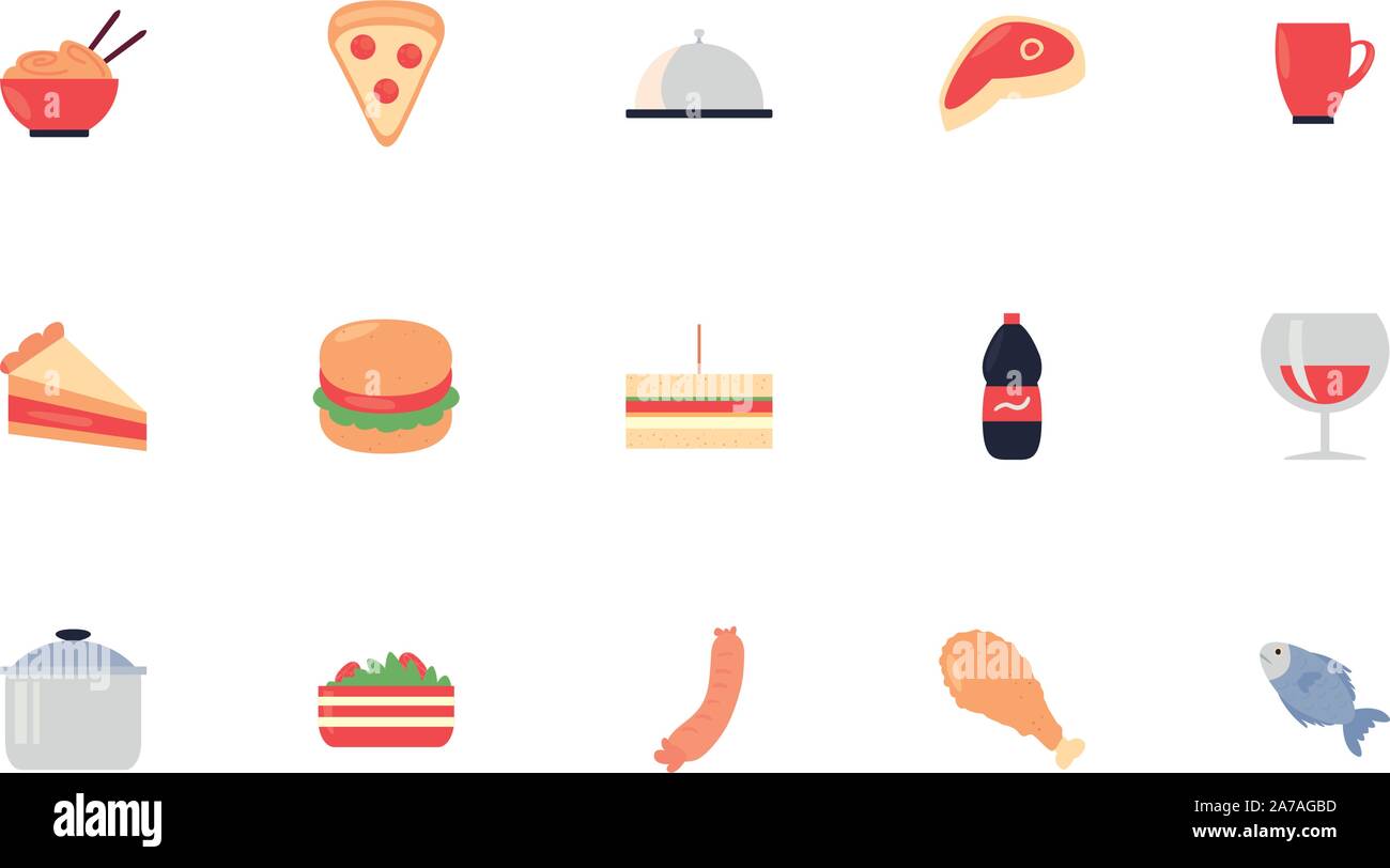 Icon Set pack design, alimentation boissons manger Restaurant menu ...