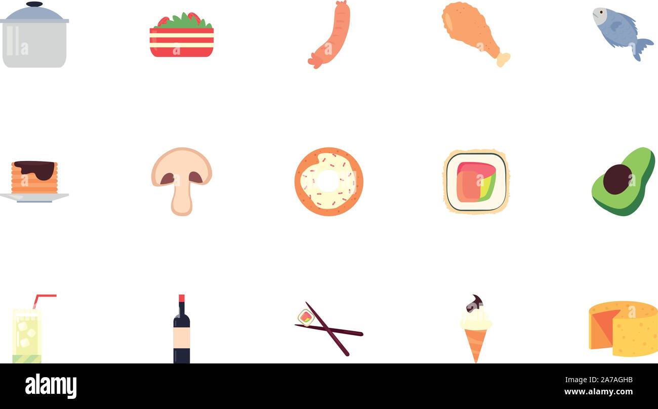 Icon Set pack design, alimentation boissons manger Restaurant menu ...
