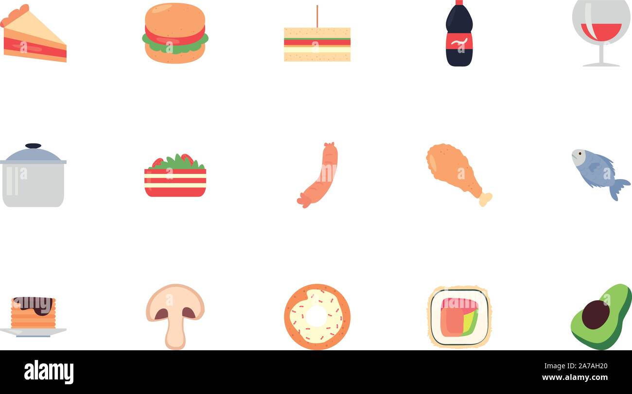 Icon Set pack design, alimentation boissons manger Restaurant menu ...